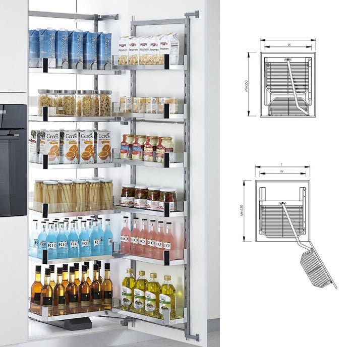 450mm Kitchen Glass Pantry Roll Out Units - VoloShoppe
